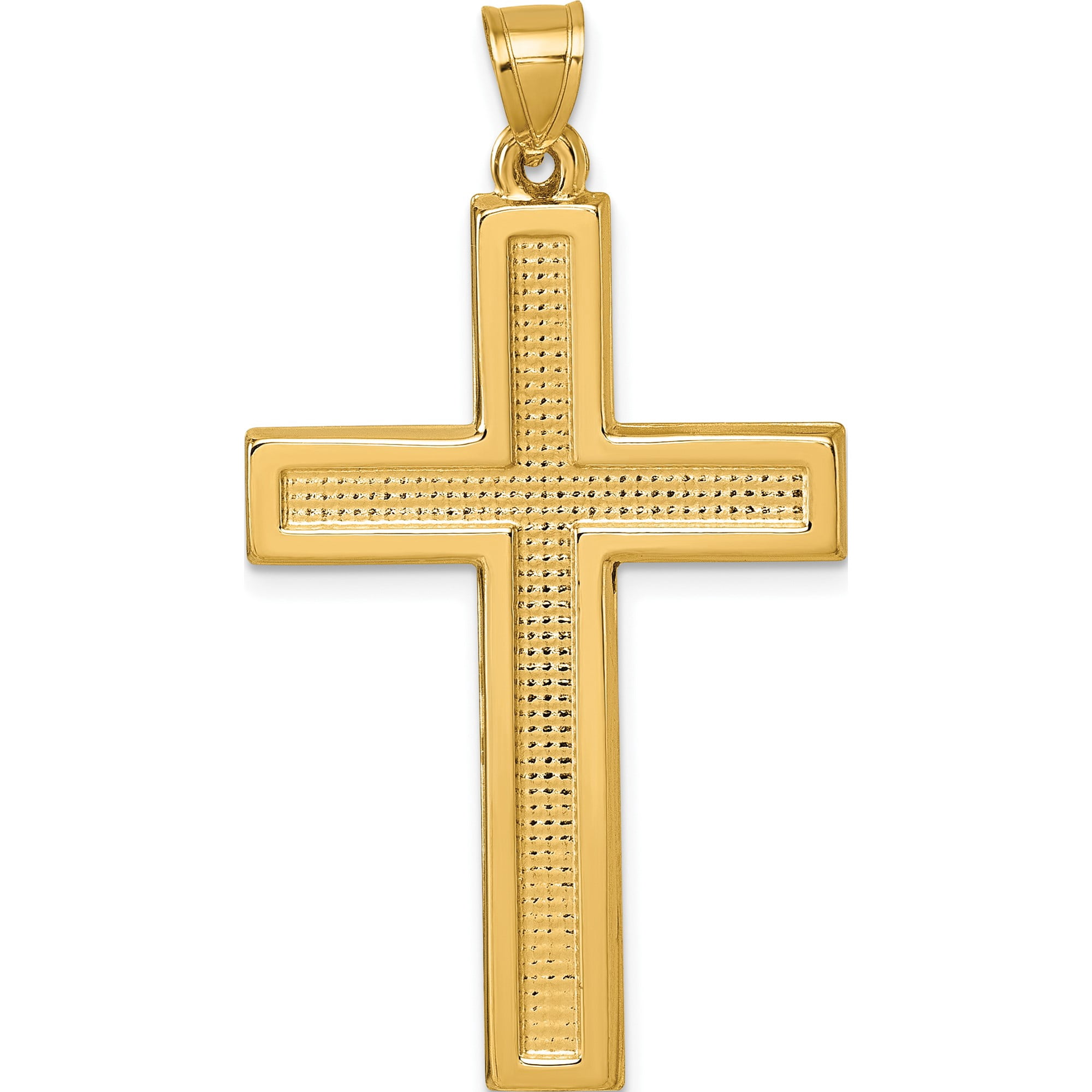 14k Polished And Textured Latin Cross Pendant Yellow Gold Material ...
