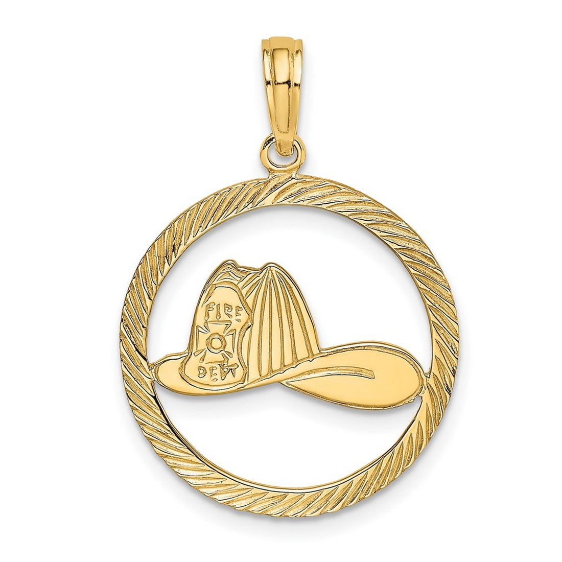 14k Polished Gold Fireman Helmet In Disk Pendant Necklace 18.05x18.05mm ...