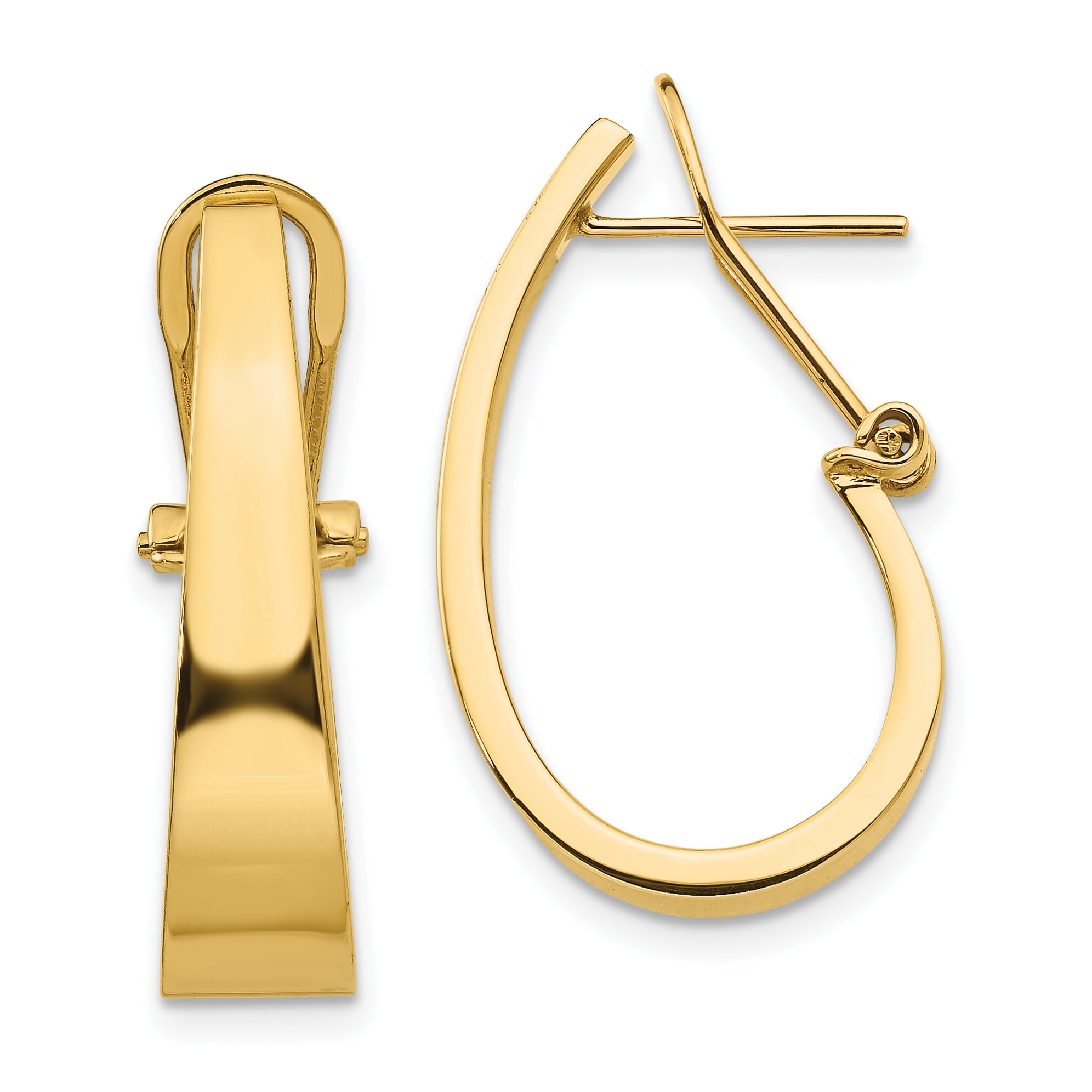 14k Polished J-Hoop Click-in Back Post Earrings - Walmart.com