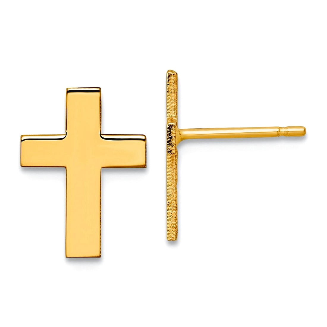 14k Solid Yellow Gold Polished Religious Faith Cross Earrings 12x8.85mm ...
