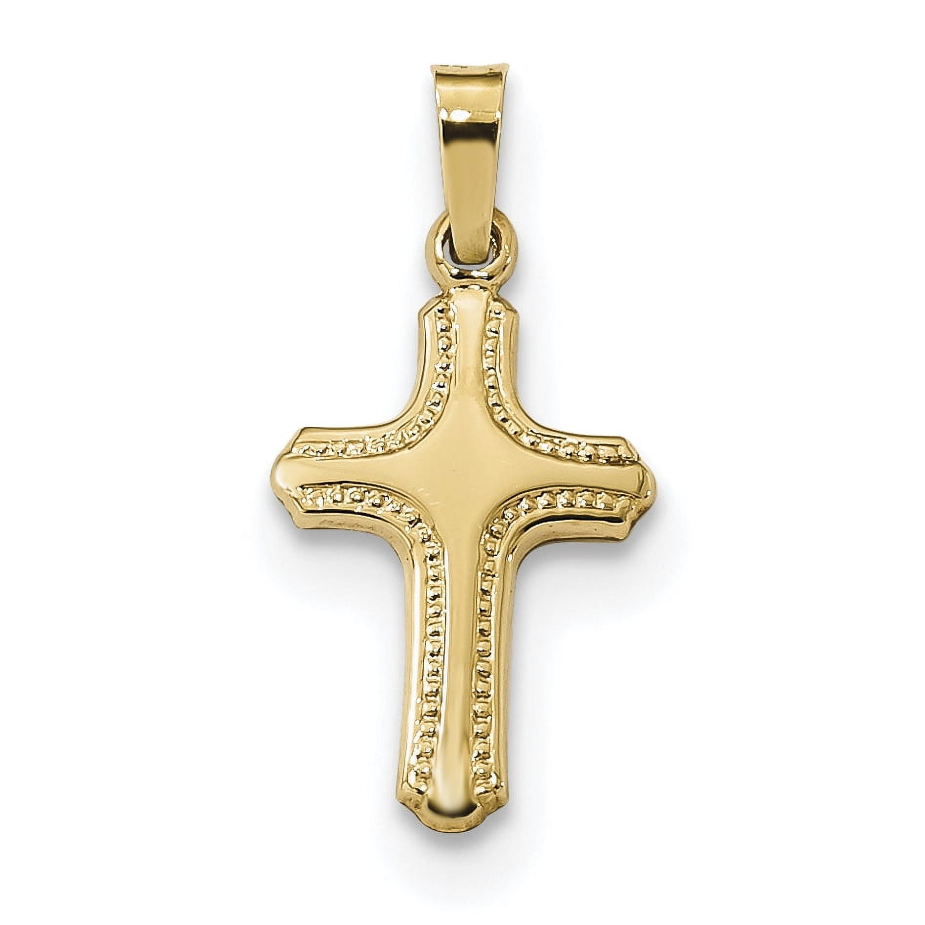 14k Polished and Textured Cross Pendant XR1552 - Walmart.com
