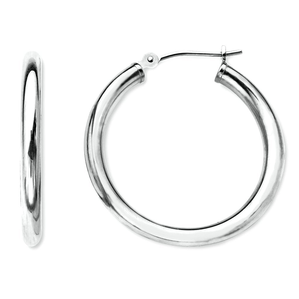 14k REAL White Gold 30MMx2.0MM Thickness Classic Polished Round Tube ...