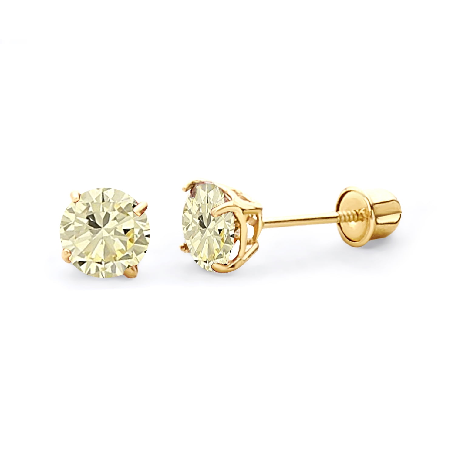 14k REAL Yellow Gold 5mm Round August Birthstone Color Solitaire Basket ...