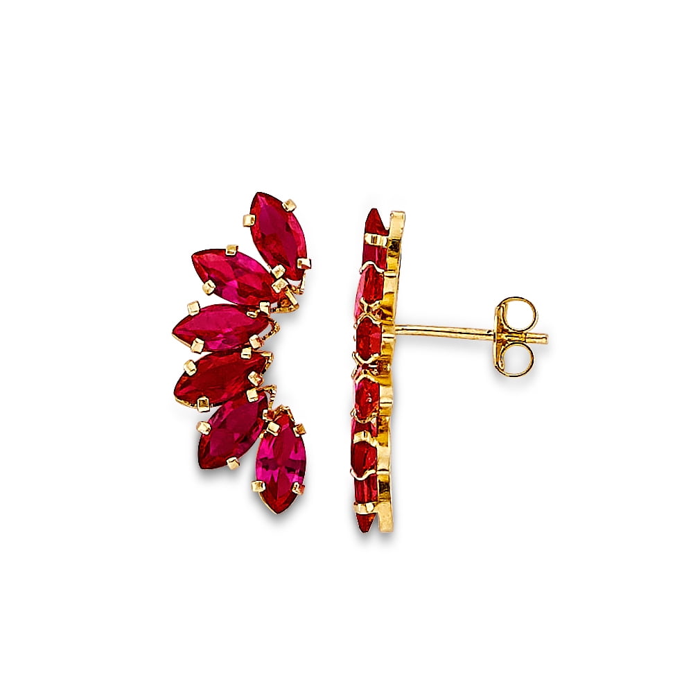 14k REAL Yellow Gold CZ Stud Earrings with Push Back - Walmart.com