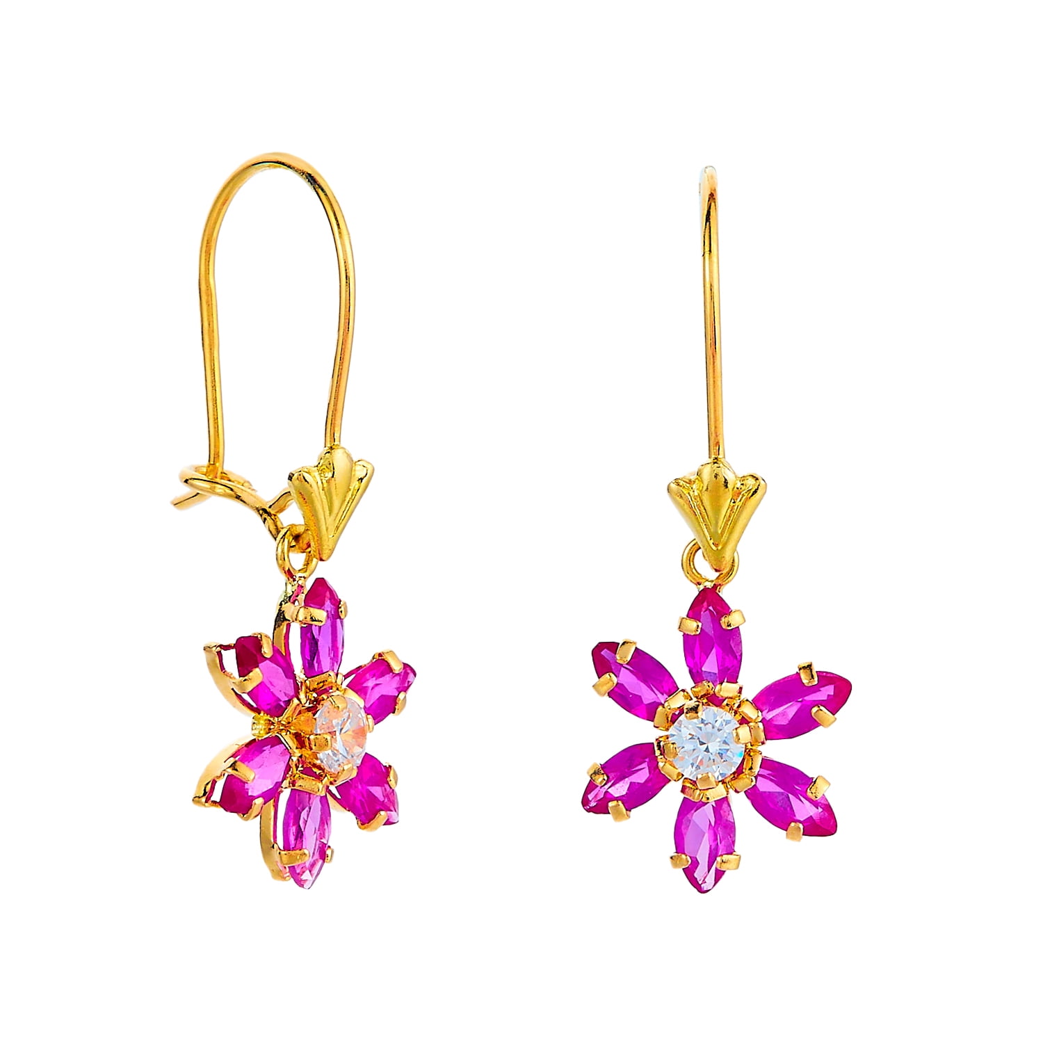 14k REAL Yellow Gold CZ Wire Hook Stud Earrings - Walmart.com