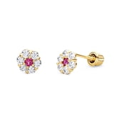 14k REAL Yellow Gold Flower Stud Earrings with Screw Back - Walmart.com