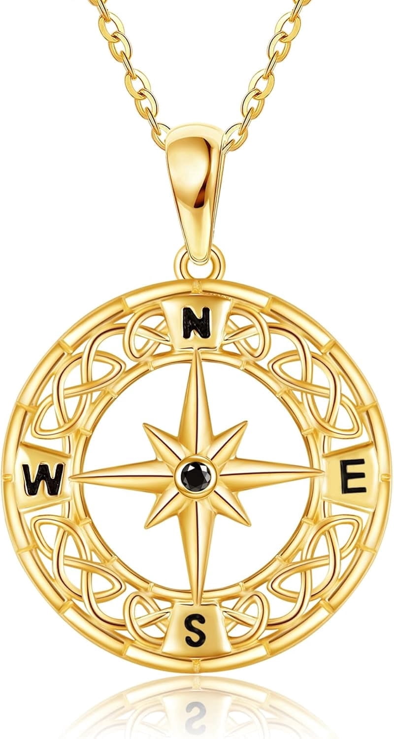 14k Real Gold Celtic Compass Necklace，Follow Your Compass Id Be Lost ...