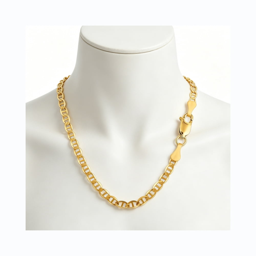 14k Real Gold Necklace Italian for Men, Real Solid Yellow Gold 4mm ...