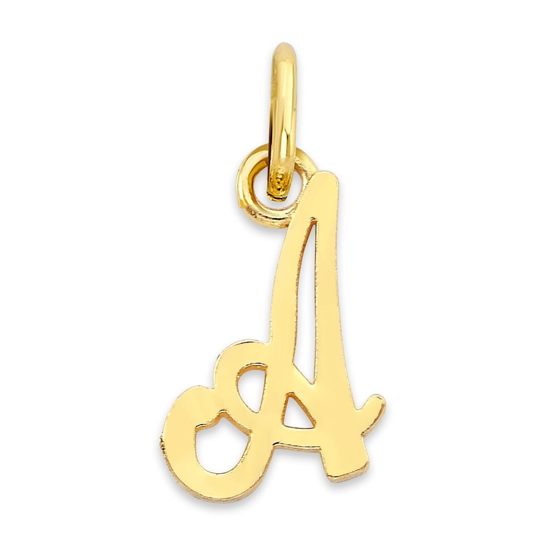 14k Real Solid Gold Initial Charm, Tiny Cute Letter Charm A- Z - Walmart.com