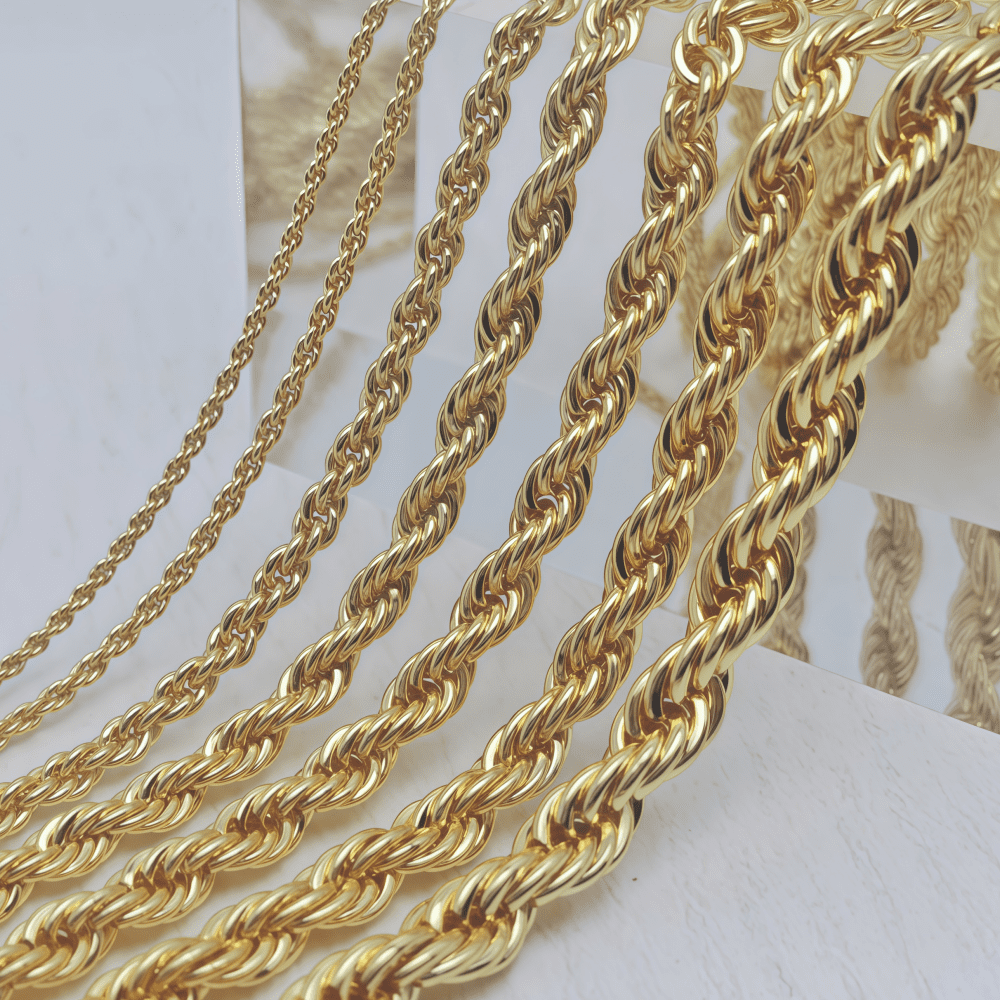14k Real Solid Yellow Gold 3mm Rope Chain Diamond Cut Necklace (18 ...