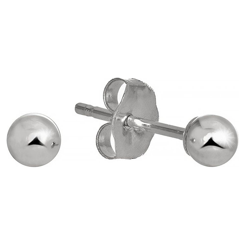 Jewelstop 14K Real White Gold Stud Ball Earrings, Gold Friction Backs ...