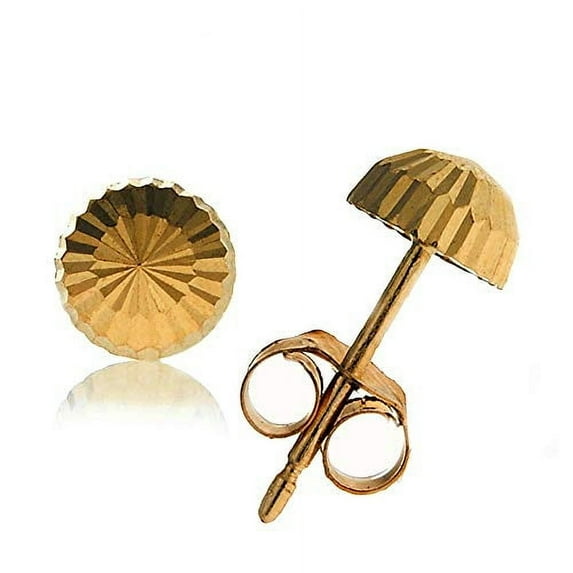 14k Real Yellow Gold Half Ball Diamond-cut Post Stud Earrings 4mm ...
