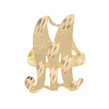 10k Real Yellow Gold Ladies Tendy Chic Diamond Cut Cursive Inital ...