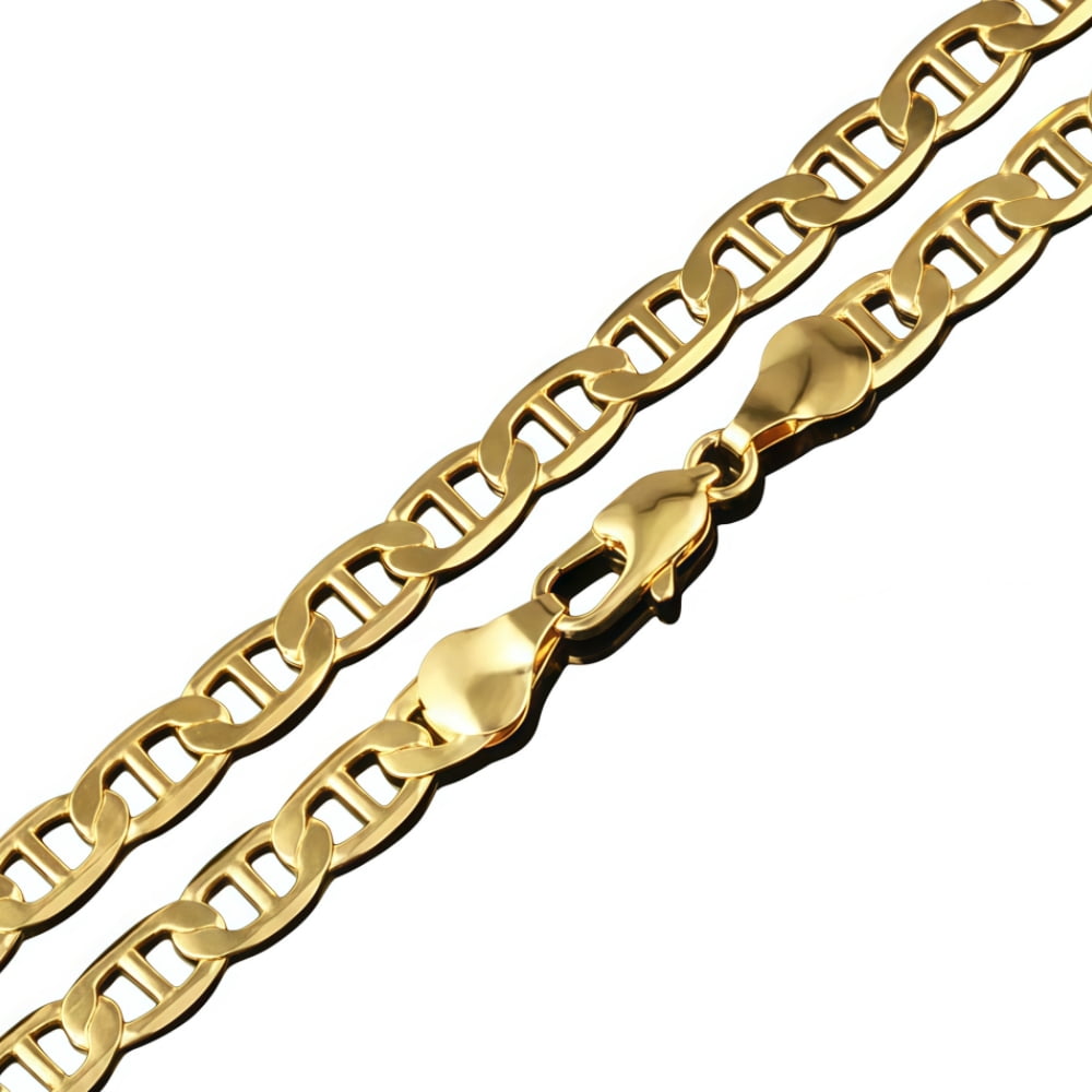 14k Real Yellow Gold Solid Mariner 3mm Chain Anchor Link Necklace (20 ...