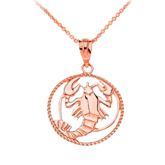 14k Rose 12 Astrological Zodiac Signs Rope Pendant / Necklace Cancer ...