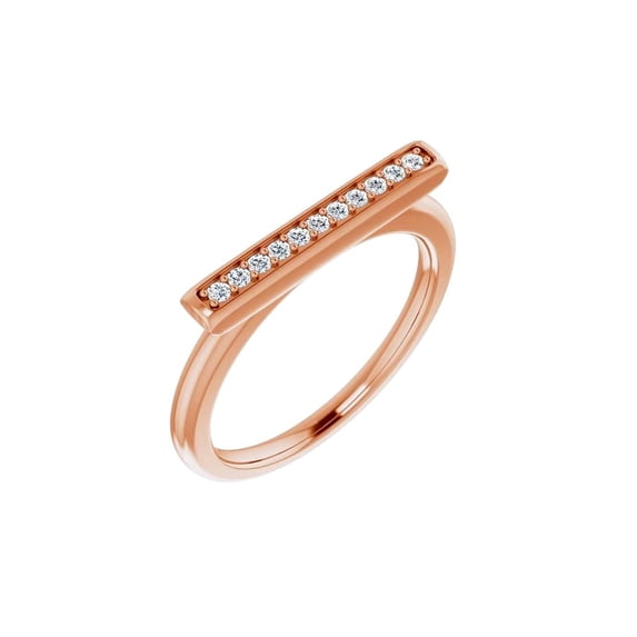 14k Rose Gold 0.1 Dwt Diamond Bar Ring -- Size 6.5 Ring for Women ...