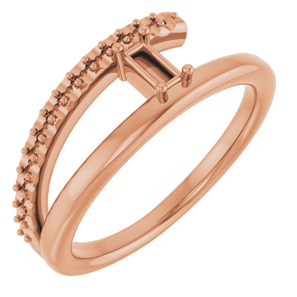14k Rose Gold 1 One-Stone Family Negative Space Fashion Ring Fine ...