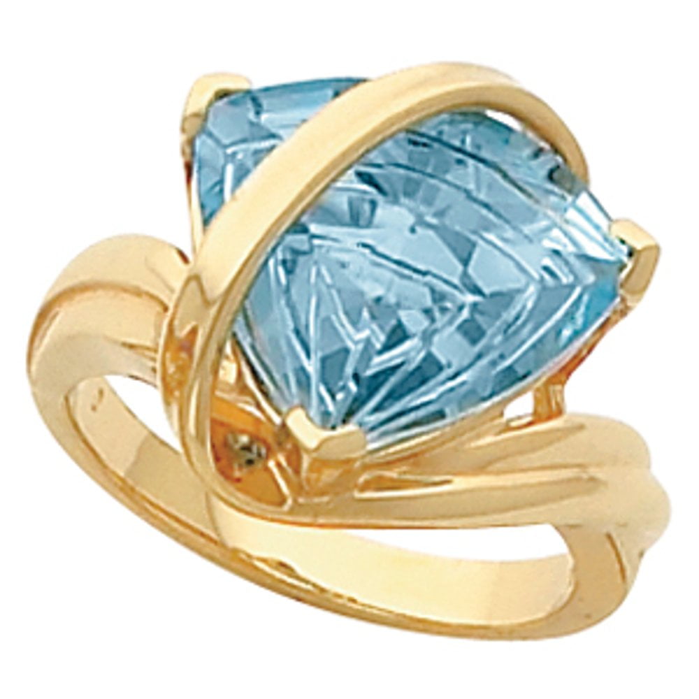 14k Rose Gold 15x12mm Fantasy Trillion Triangle Shape Solitaire Ring ...