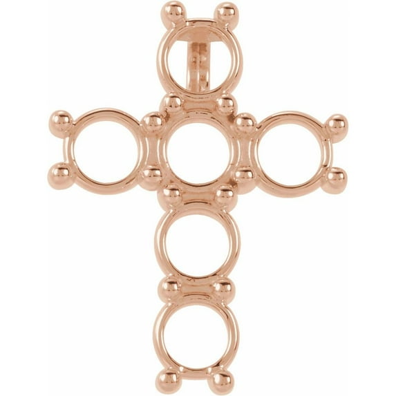 14k Rose Gold 2.4mm Round Shape Cross Religious Pendant for ...