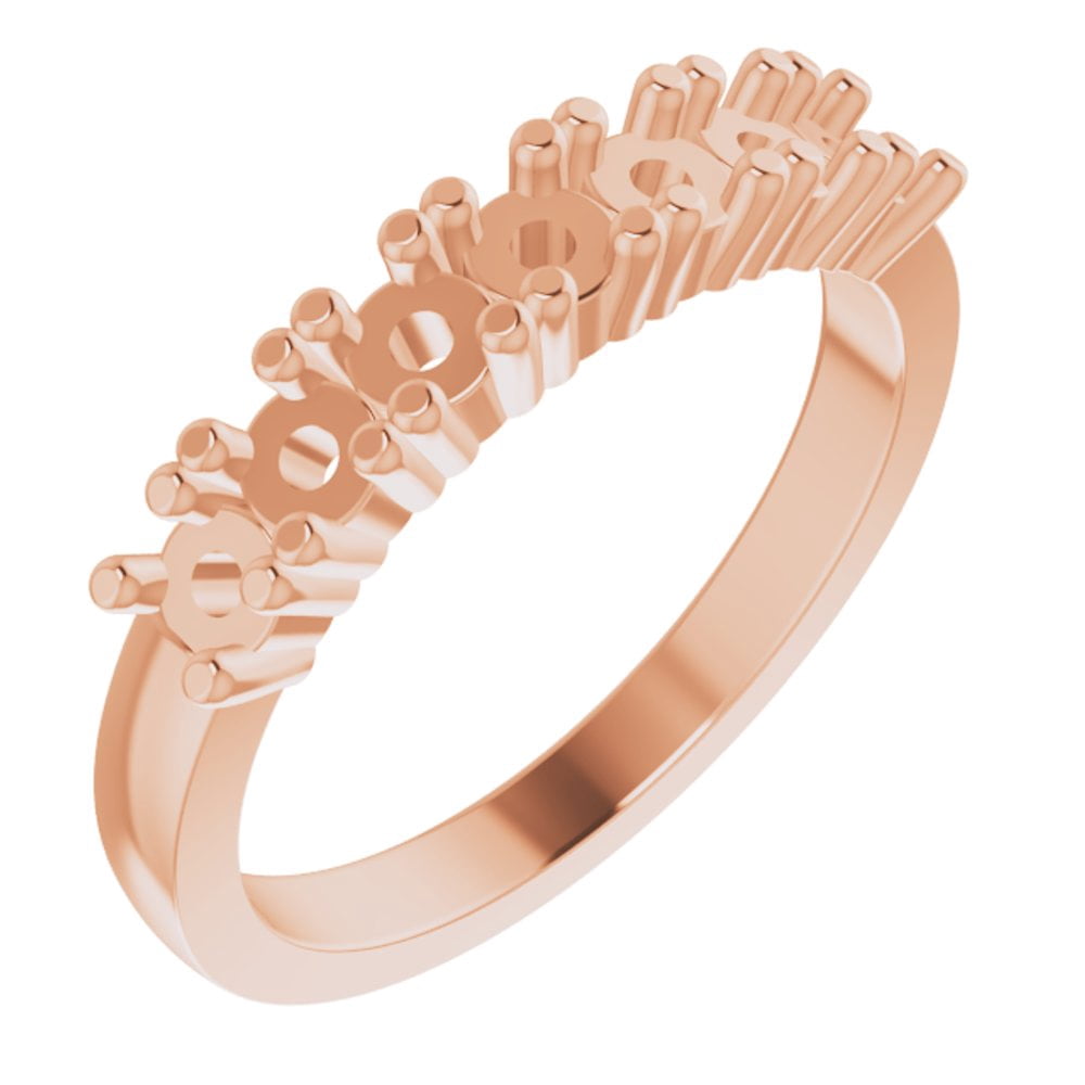 14k Rose Gold 2.5mm Round Shape 7 Seven-Stone Bridal Wedding Engagement ...