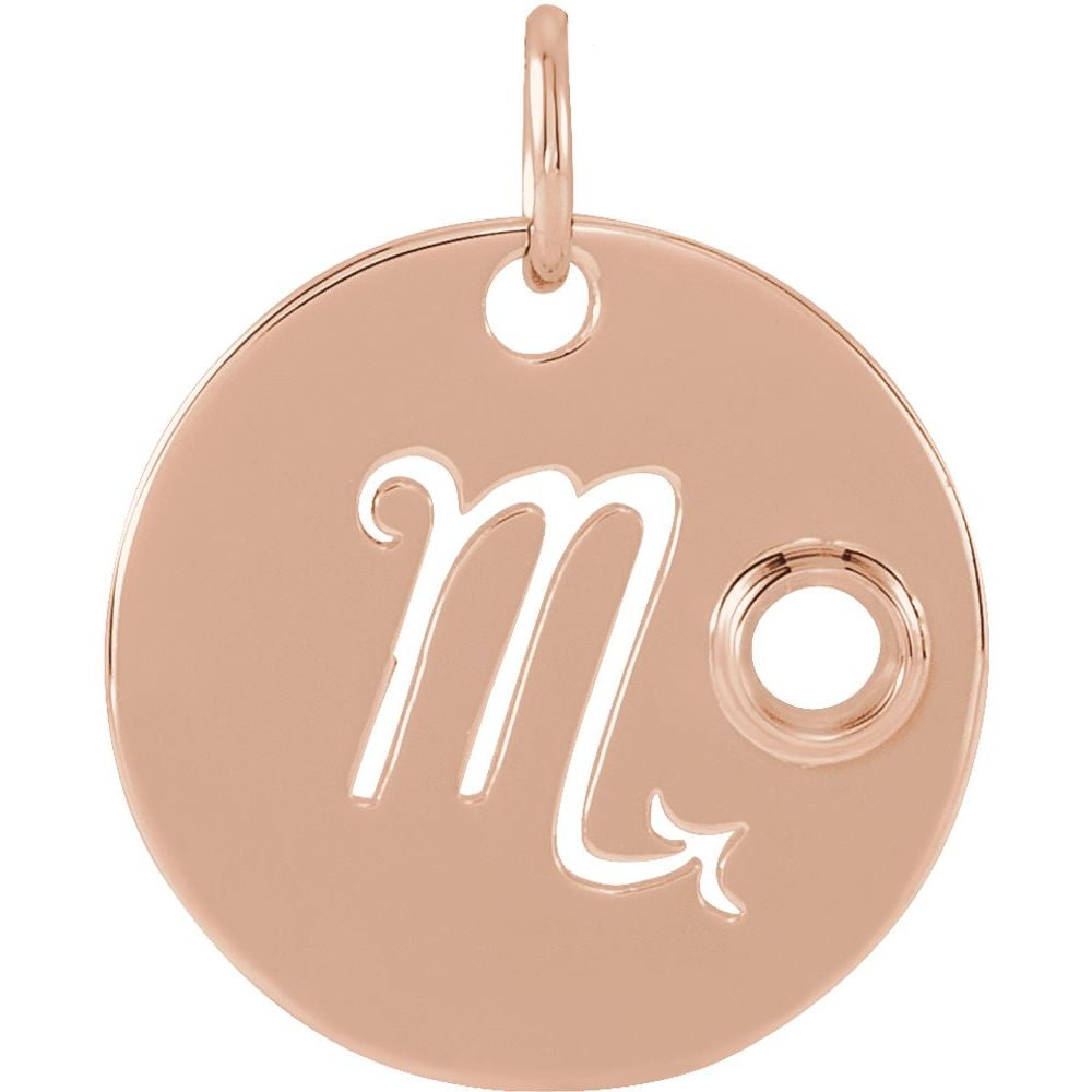 14k Rose Gold 2.5mm Round Shape Scorpio Zodiac Disc Pendant Fine ...