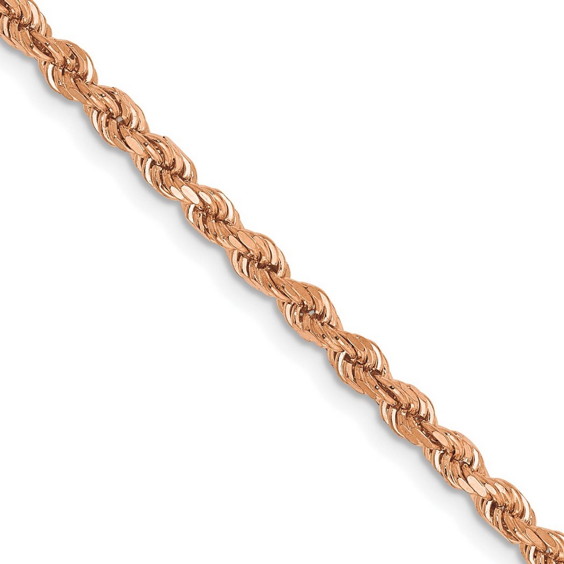 14k Rose Gold 2.75mm Sparkle Cut Rope With Lobster Clasp Chain Necklace ...