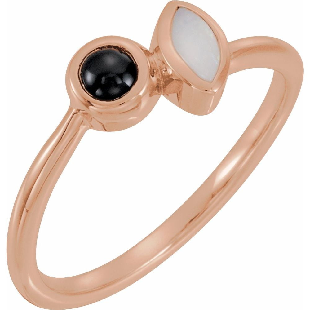 14k Rose Gold 2 Two-Stone Bezel-Set Fashion Ring Fine Jewelry For Women ...