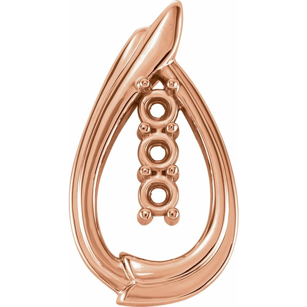 14k Rose Gold 3.5mm Round Shape 3 Three-Stone Freeform Pendant for ...