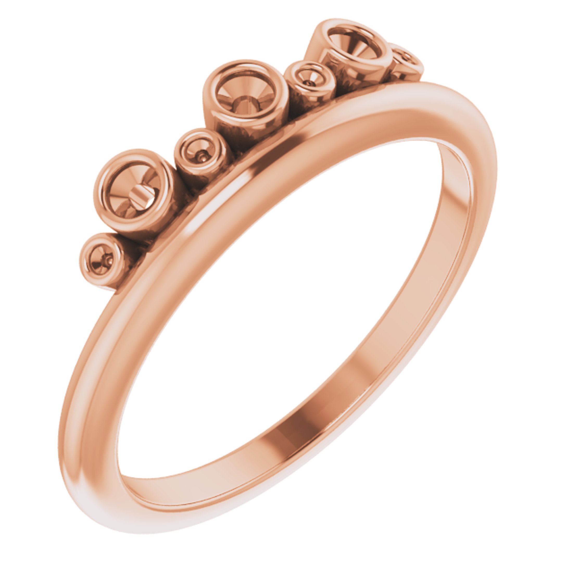 14k Rose Gold 3 Three-Stone Diamond Semi-Mount Family Freeform Bypass ...