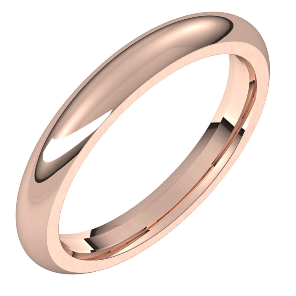 14k Rose Gold 3mm Half Round Shape Comfort Fit Classic Bridal Wedding ...
