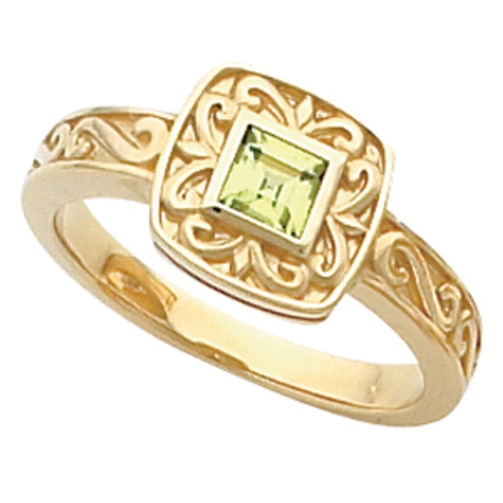 14k Rose Gold 4mm Princess Square Shape Ring Fine Jewelry For Women ...