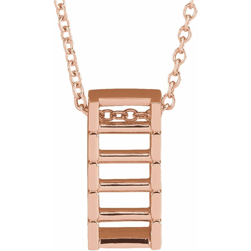 14k Rose Gold 4x2mm Straight Baguette Shape Channel-Set Bar Necklace ...