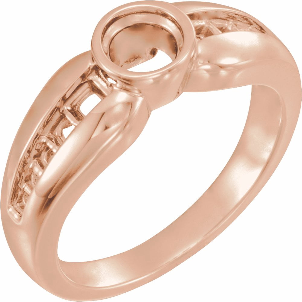 14k Rose Gold 5.25mm Round Shape Bezel-Set Bridal Wedding Engagement ...