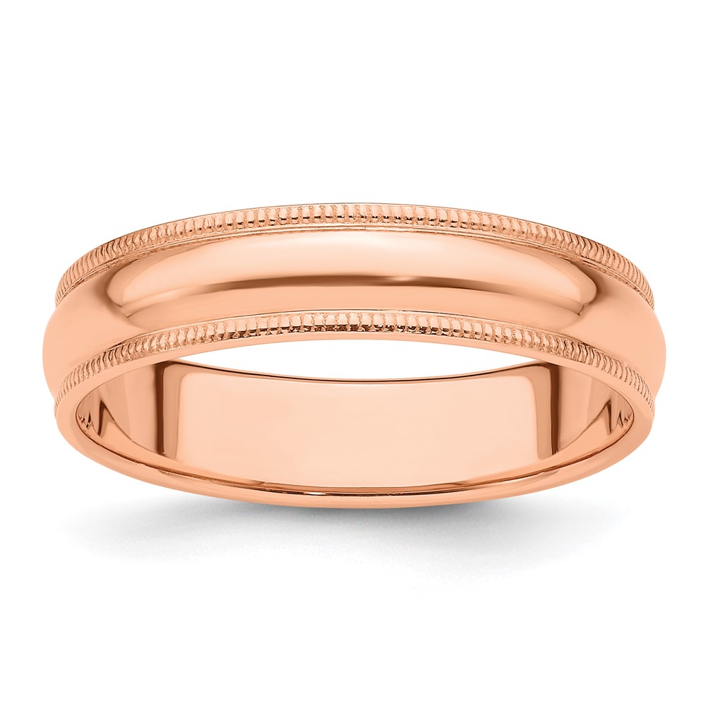 14k Rose Gold 5mm Milgrain Half-Round Shape Bridal Engagement Wedding ...