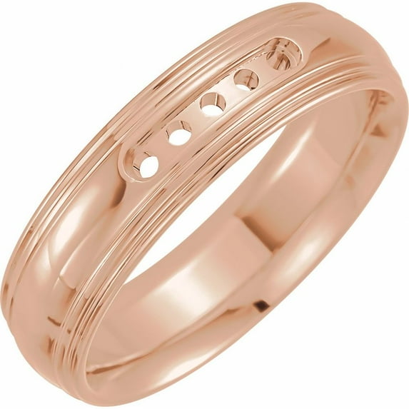 14k Rose Gold 6mm Half Round Shape Edge Bridal Wedding Engagement ...