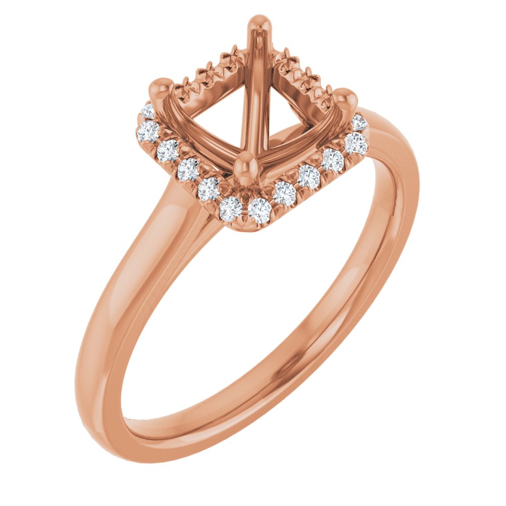 14k Rose Gold 6x6mm Asscher Cut Diamond Semi-Mount French-Set Bridal ...