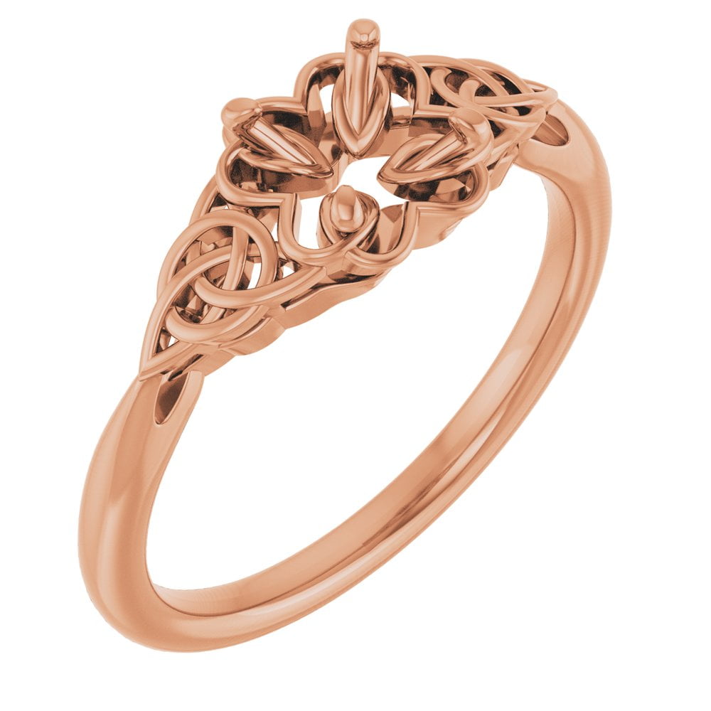 14k Rose Gold 7x5mm Oval Shape Celtic-Inspired Solitaire Fashion Ring ...