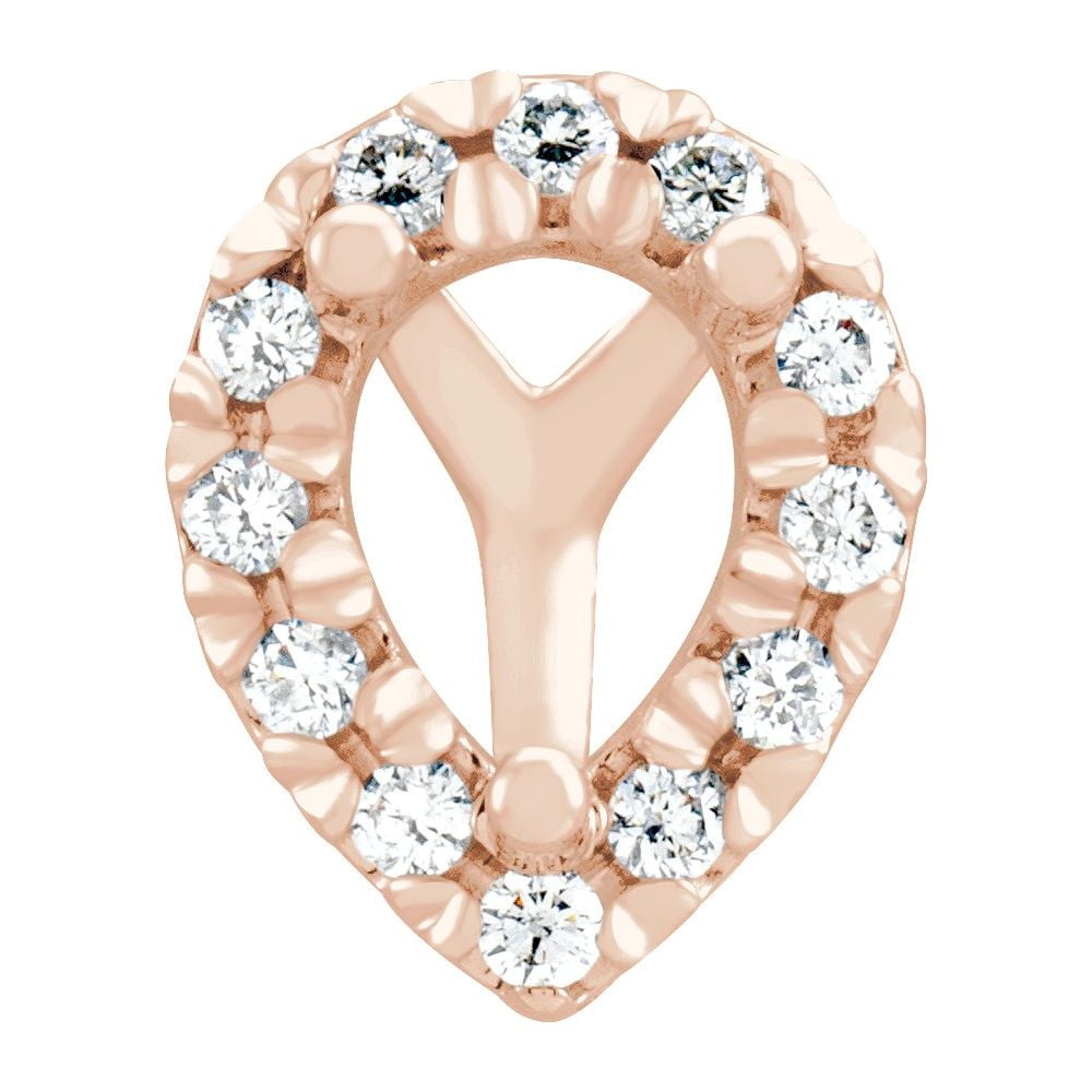 14k Rose Gold 7x5mm Pear Shape Diamond Semi-Set Earring Finding Setting ...