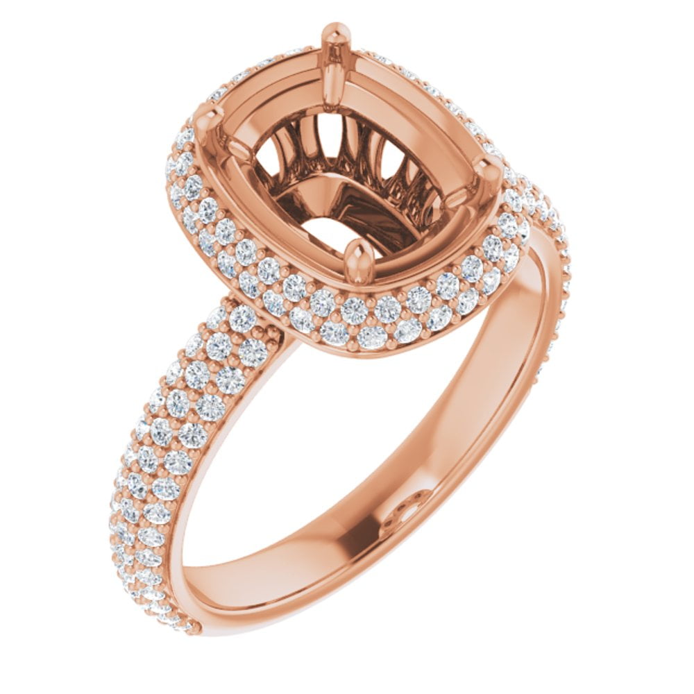 14k Rose Gold 8x6mm Emerald Cut Diamond Semi-Mount Bridal Wedding ...