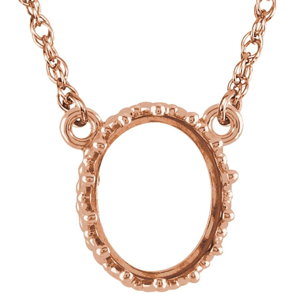 14k Rose Gold 8x6mm Oval Shape Cabochon Necklace Center with Chain ...