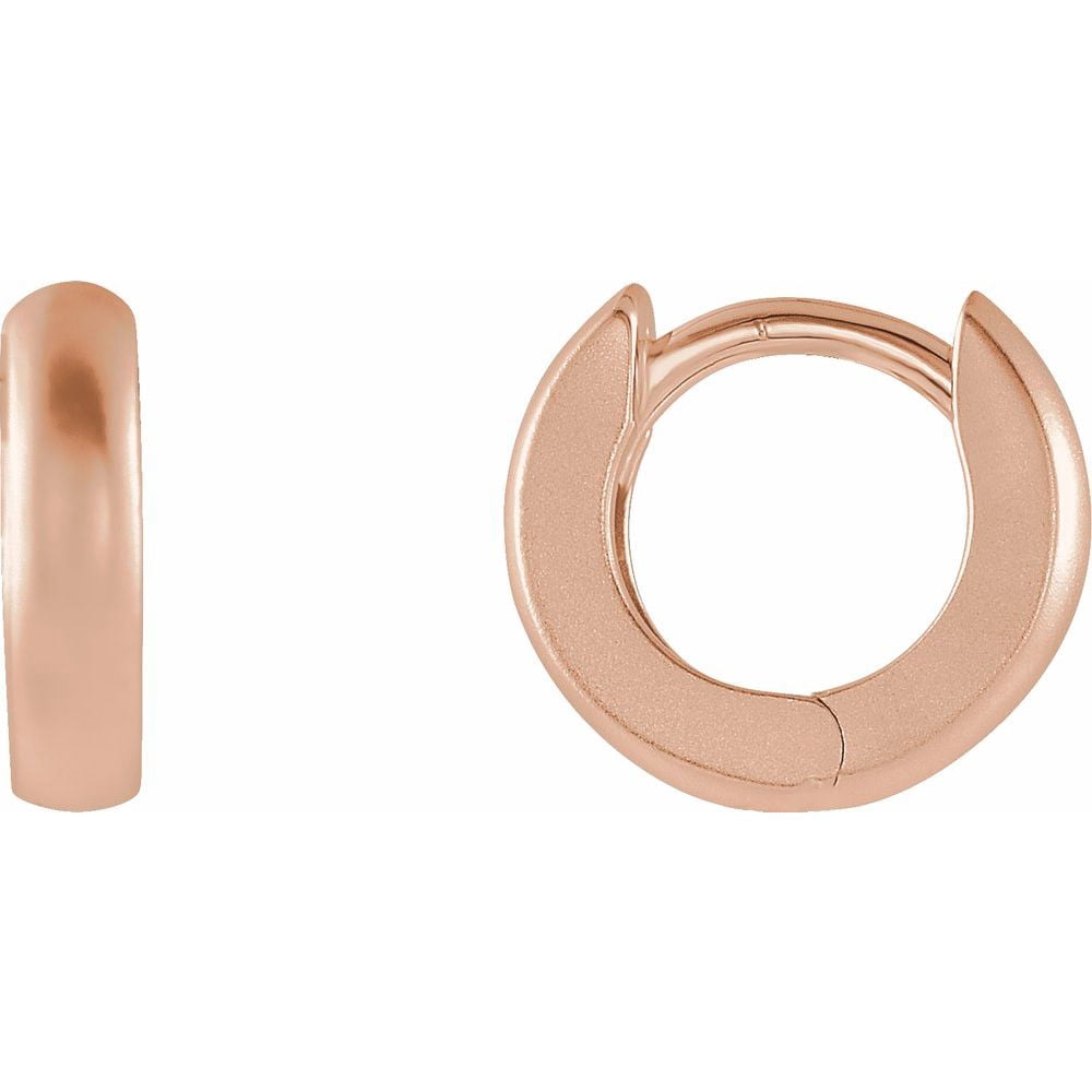14k Rose Gold 9.5mm Hinged Hoop Earrings with Bead Blast Finish Fine ...