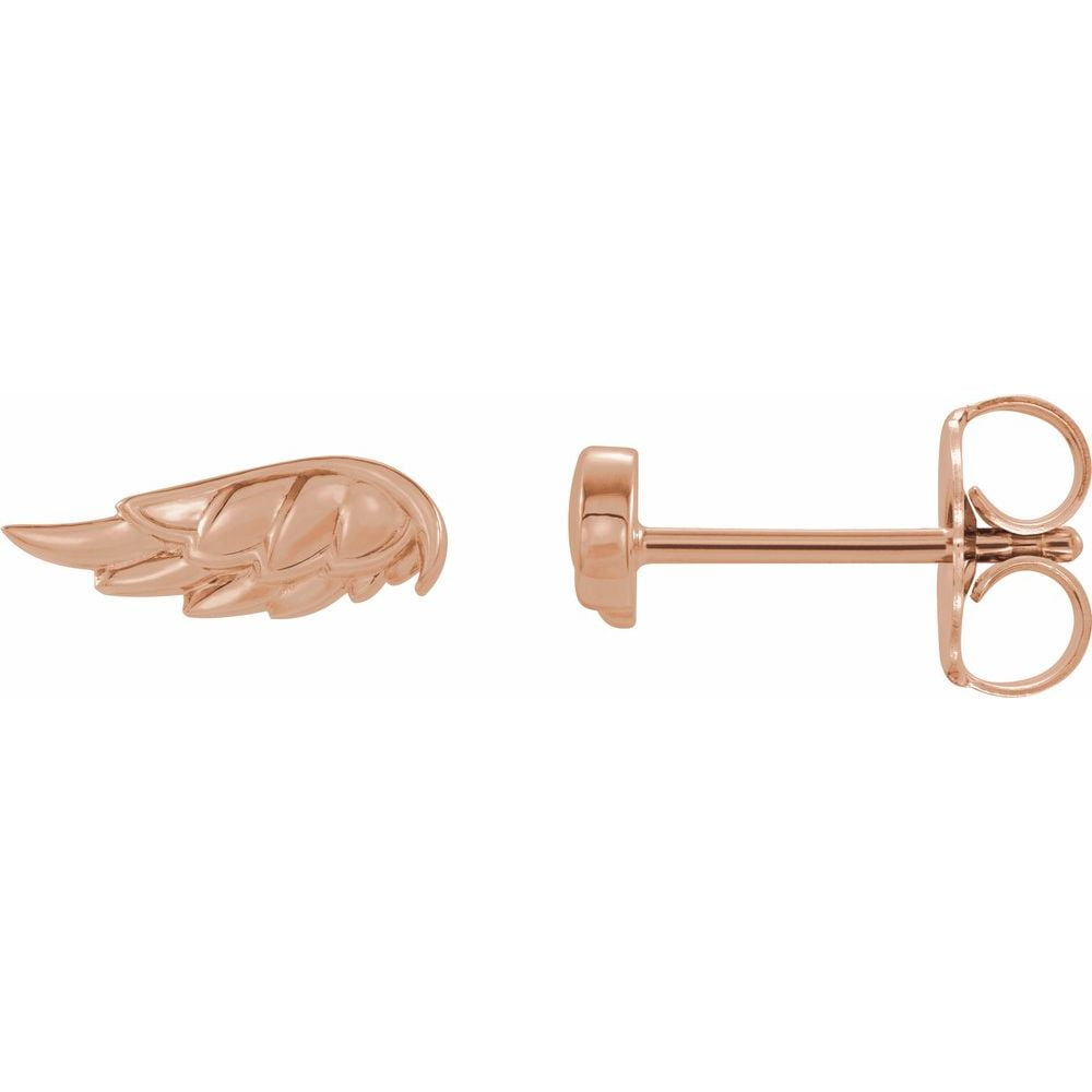 14k Rose Gold Angel Wing Religious Earrings Fine Jewelry For Women ...