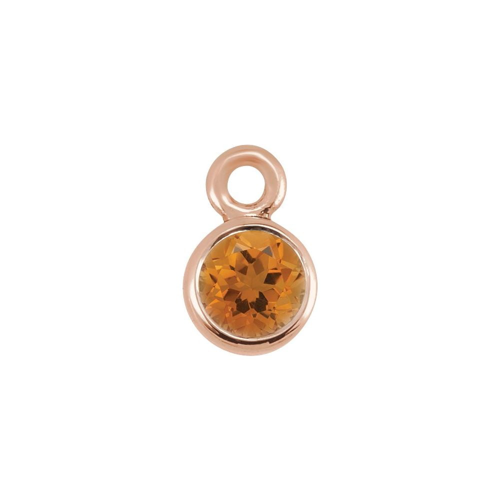 14k Rose Gold Citrine Micro Bezel Dangle Link Finished Finding ...