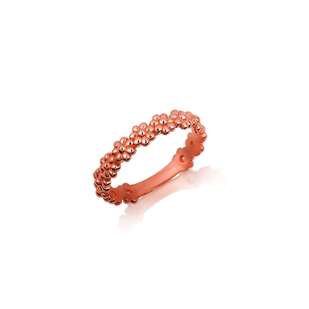 14k Rose Gold Daisy Flower Band Ring (Size 8) - Walmart.com