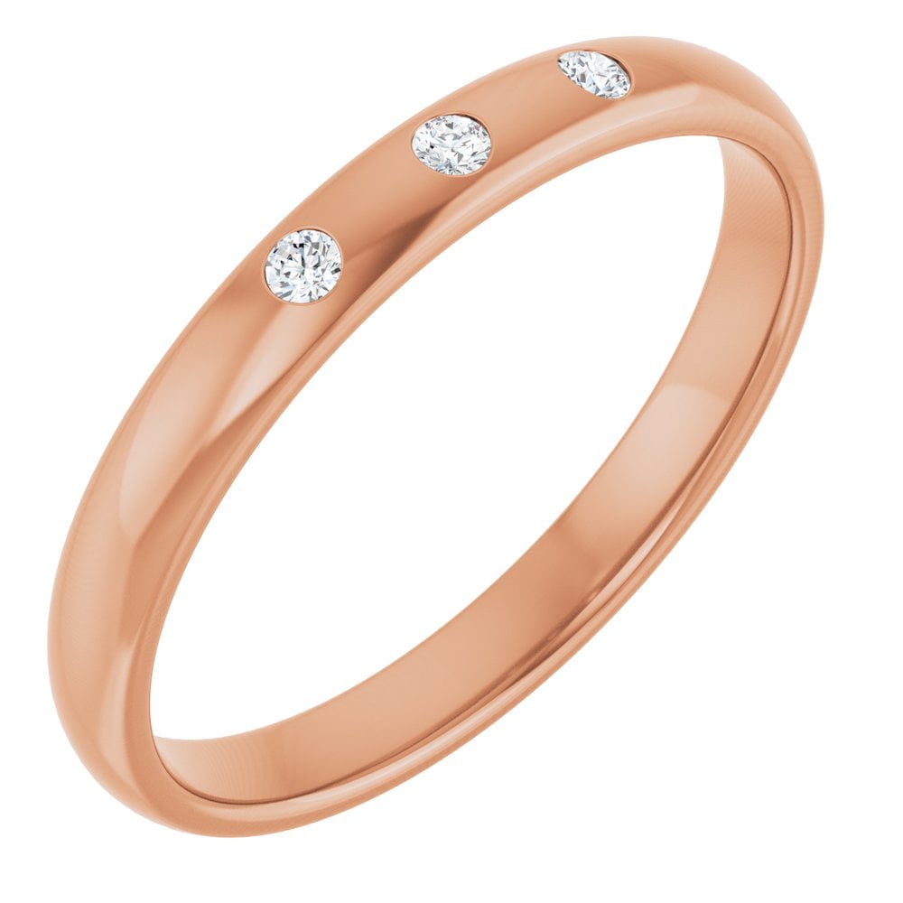 14k Rose Gold Diamond 3 Three-Stone Half-Round Shape Bridal Wedding ...