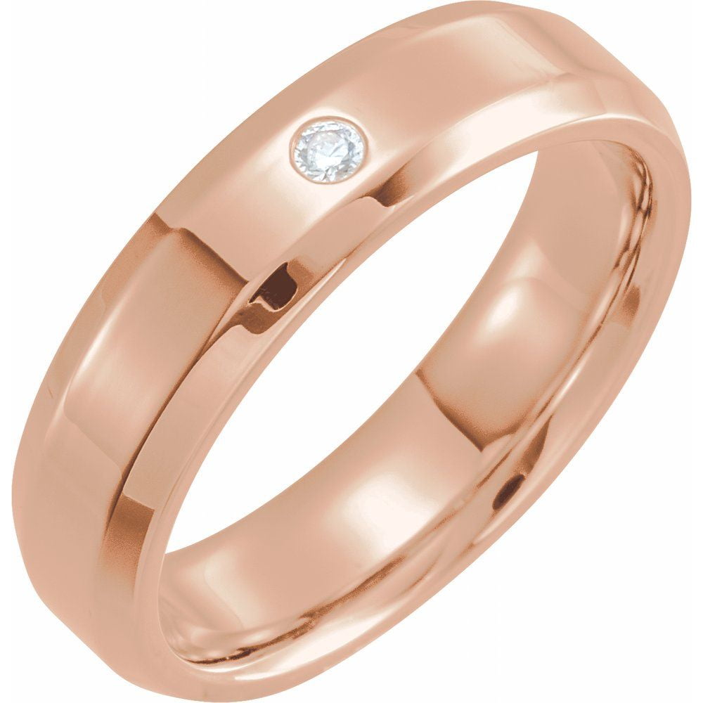 14k Rose Gold Diamond 6mm Beveled-Edge Bridal Wedding Engagement ...