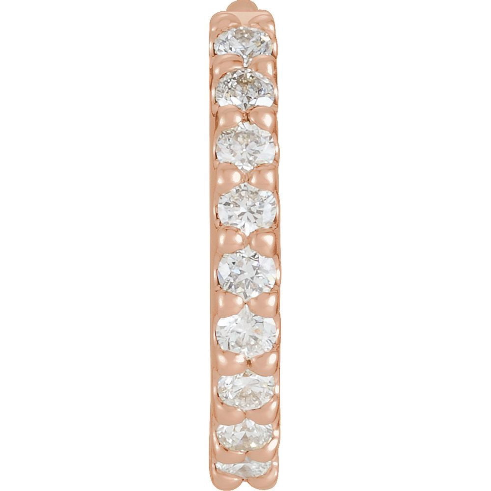 14k Rose Gold Diamond Hinged 14mm Single Hoop Earring Fine Jewelry For ...