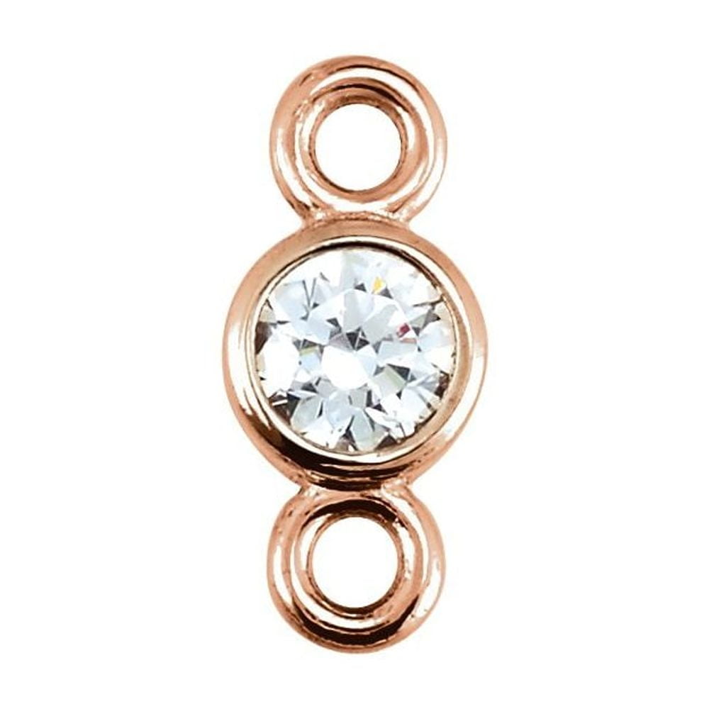 14k Rose Gold Diamond Micro Bezel Semi-Set Dangle Link Finding ...
