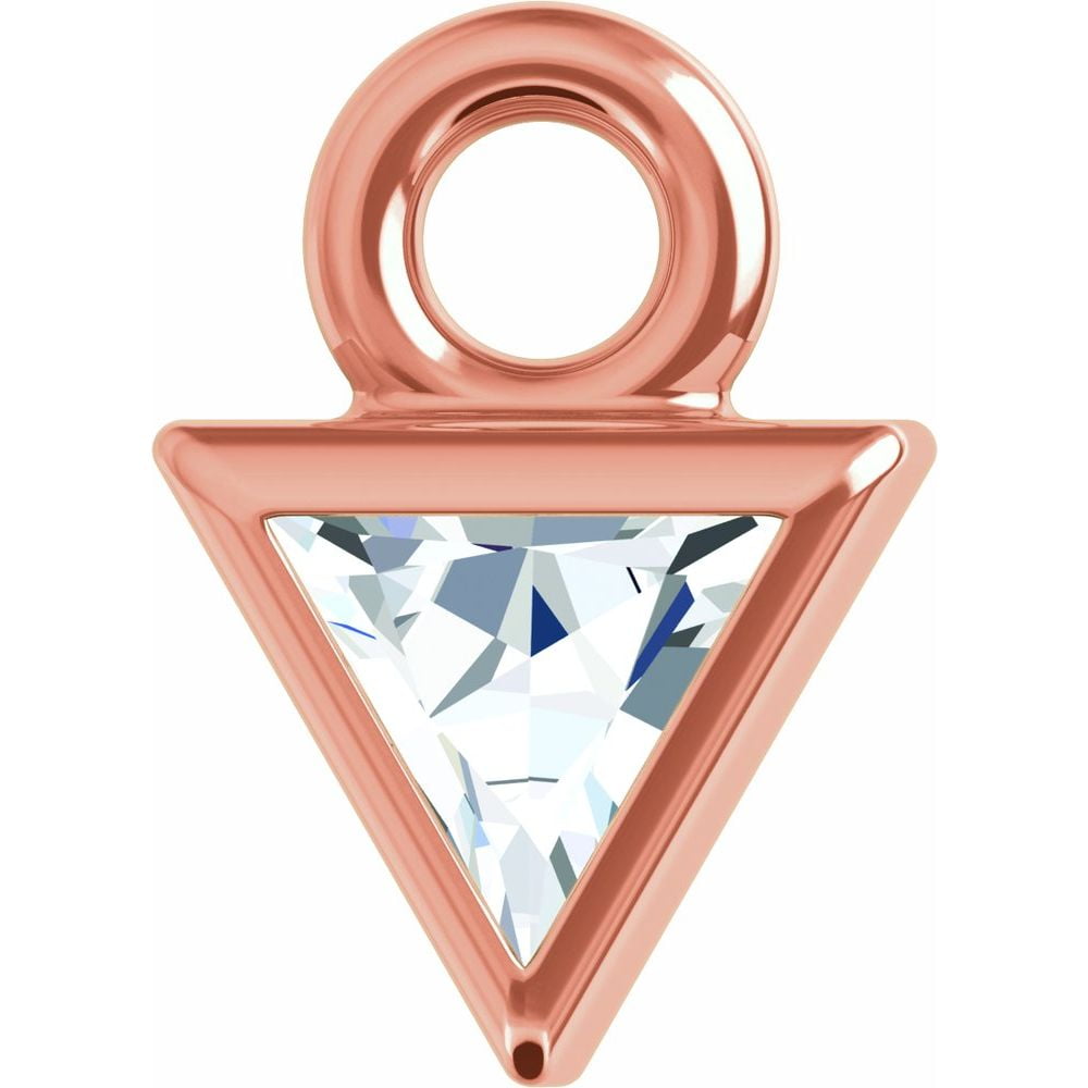14k Rose Gold Diamond Micro Bezel Trillion Triangle Shape Dangle Link ...