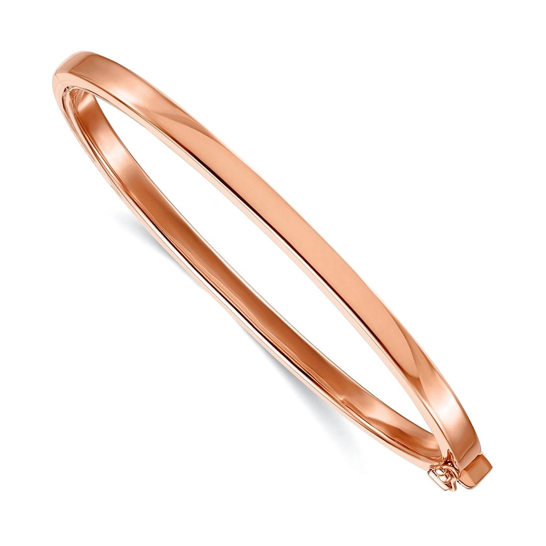 14k Rose Gold Flat 4mm Hinged Bangle Bracelet Cuff Bracelet for Women ...